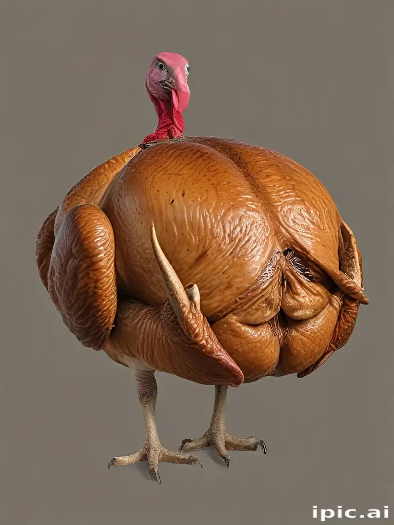 A Whimsical Turkey with a Round, Golden-Brown Body Posing Proudly.