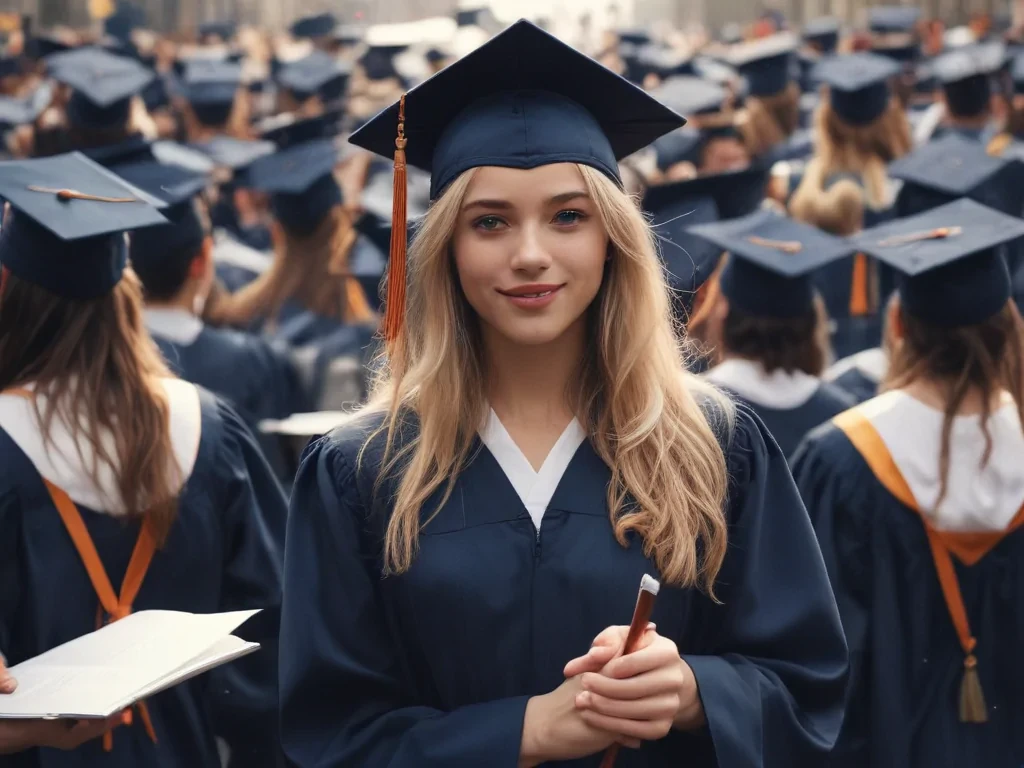 Celebrating Achievement: A Proud Graduate in a Sea of Fellow Graduates