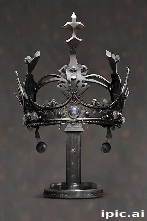 A Majestic Black Crown Embellished with Intricate Designs and Gems.