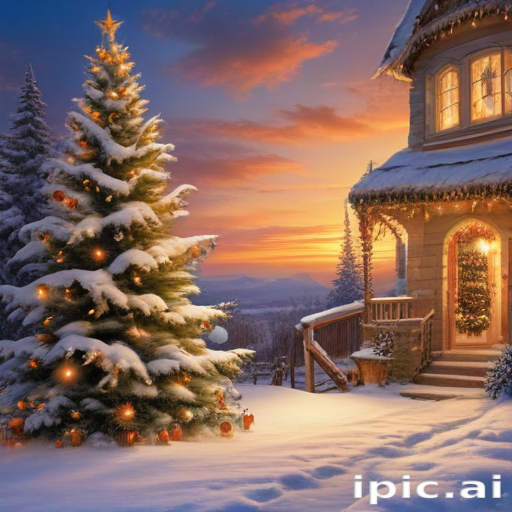 Cozy Winter Evening: A Beautiful Christmas Scene with Snow and Lights