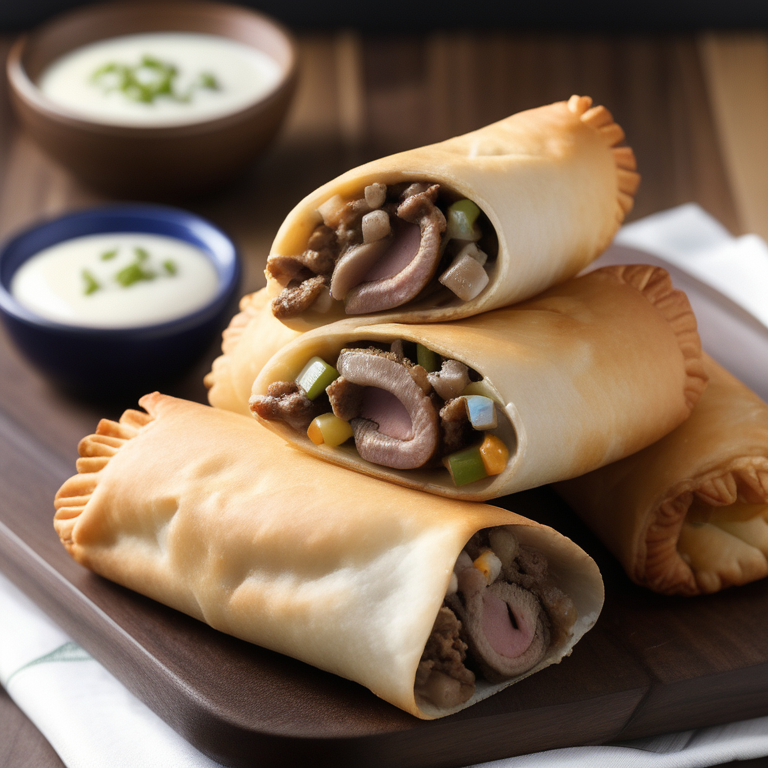 Deliciously Crispy Spring Rolls Filled with Savory Meat and Vegetables.