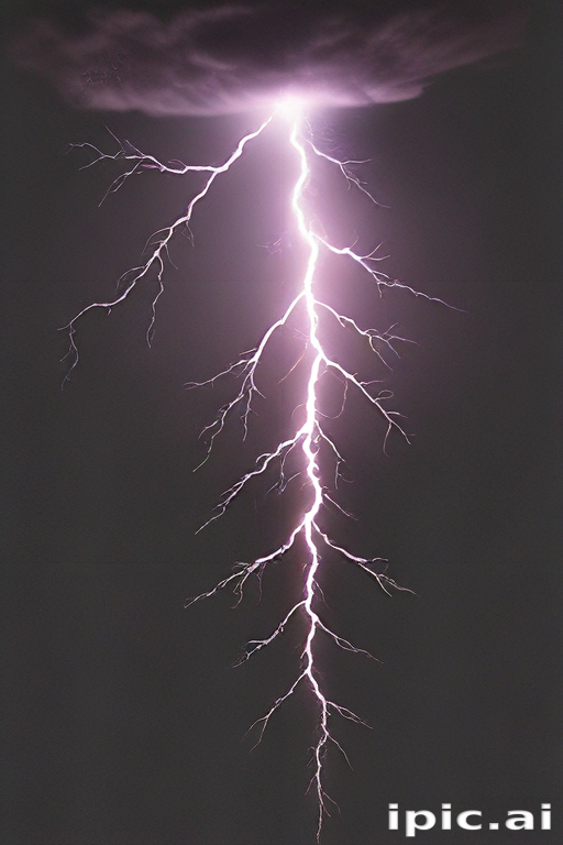 A Dramatic Display of Lightning Striking Down from a Dark Cloud.