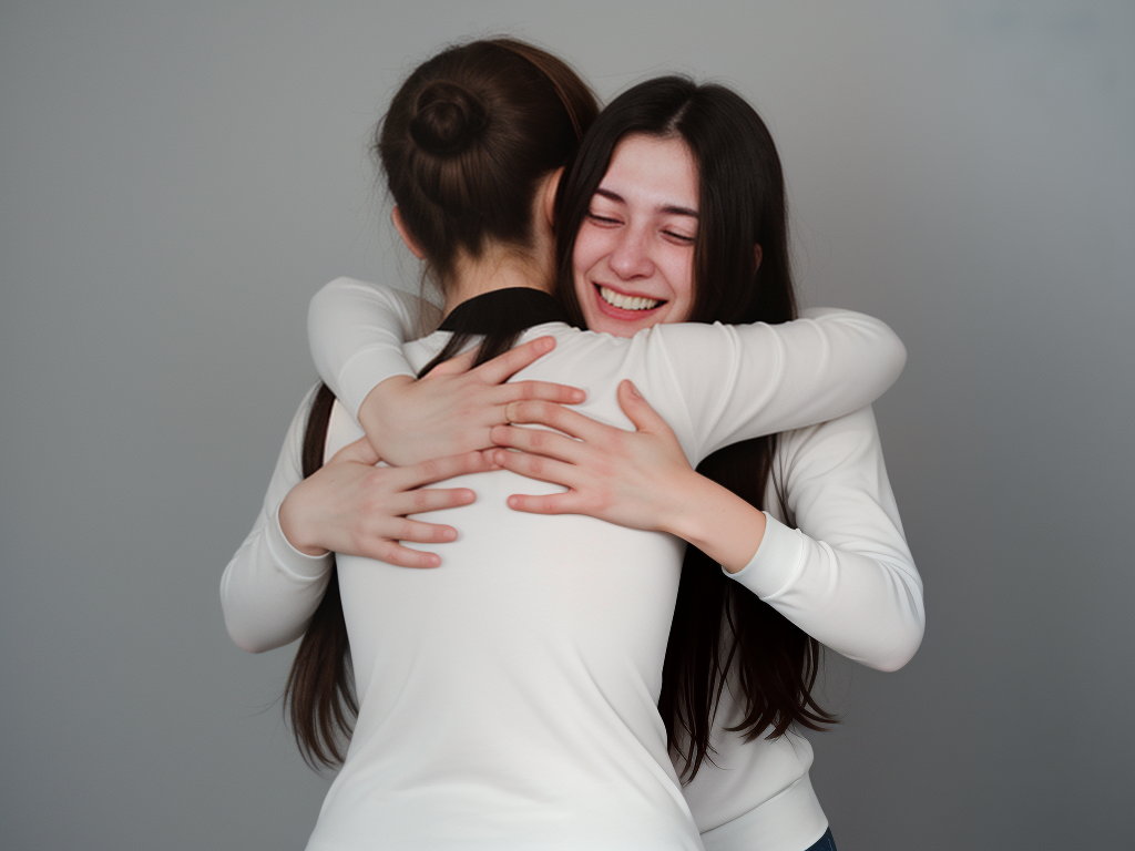 Warm Embrace Between Two Friends Sharing Joy and Connection Together