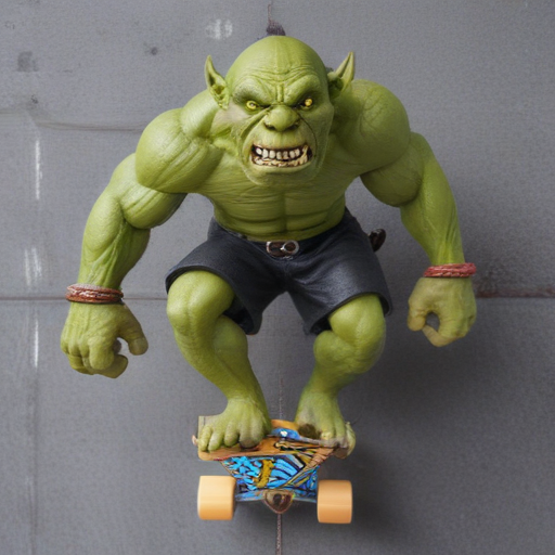 orc on a skateboard board