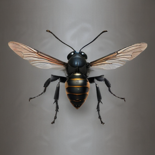 Intricate Close-Up of a Striking Black and Yellow Insect with Wings