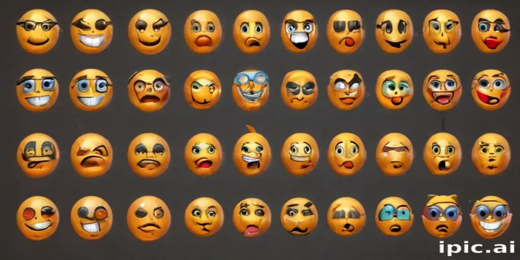 A Colorful Collection of Diverse Emoji Faces Expressing Various ...