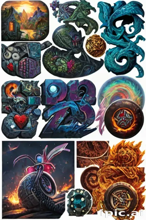 A Colorful Collection of Fantasy-Themed Icons and Illustrations in ...