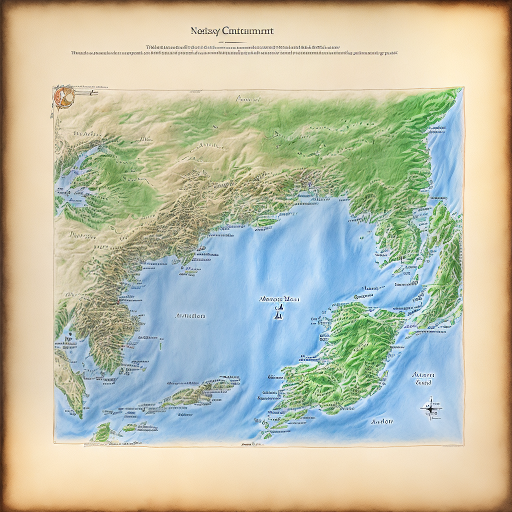 fantasy map on parchment paper