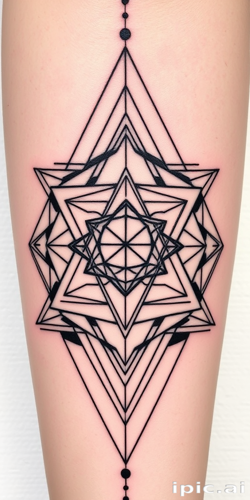 Intricate Geometric Tattoo Design Featuring Multiple Overlapping Shapes ...
