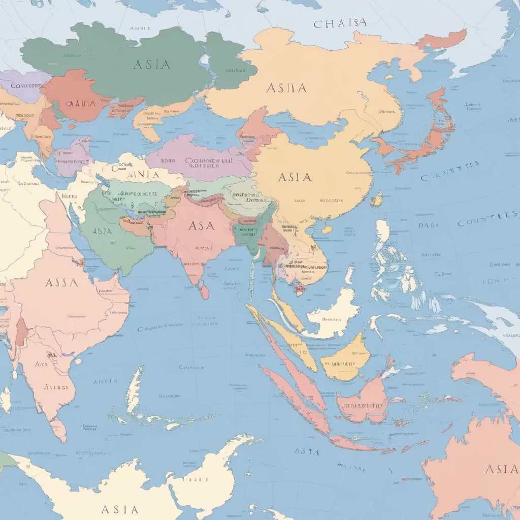 A Detailed Political Map Illustrating the Diverse Regions of Asia.