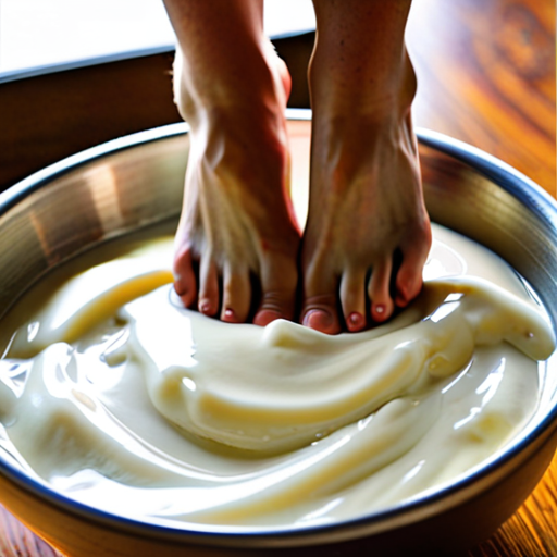 Feet inside yoghurt