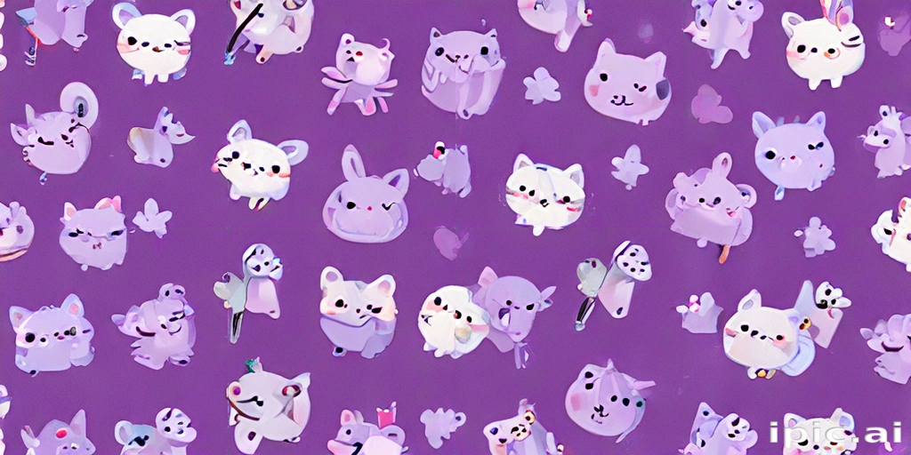 A Colorful Pattern Featuring Adorable Purple Animal Illustrations and ...