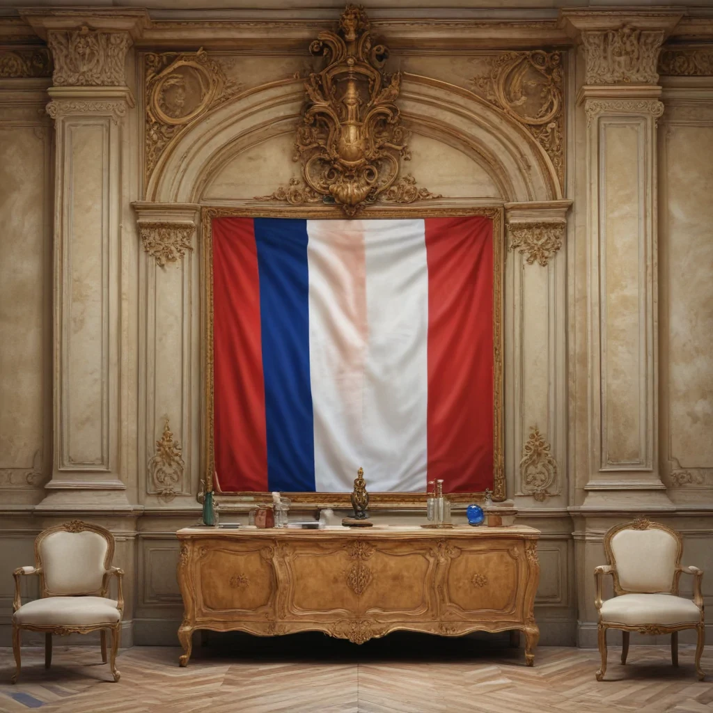 Elegant Room Featuring a French Flag Against a Luxurious Background
