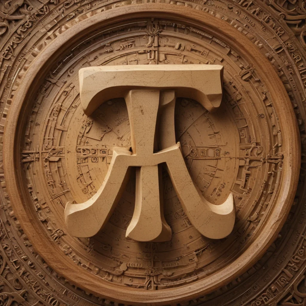 Intricate Wooden Carving Featuring the Symbol for Pi in a Circular Design