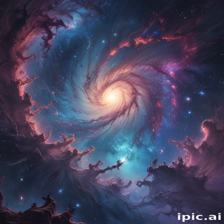 Cosmic Whirlwind: A Stunning Spiral Galaxy Illuminated by Celestial Colors