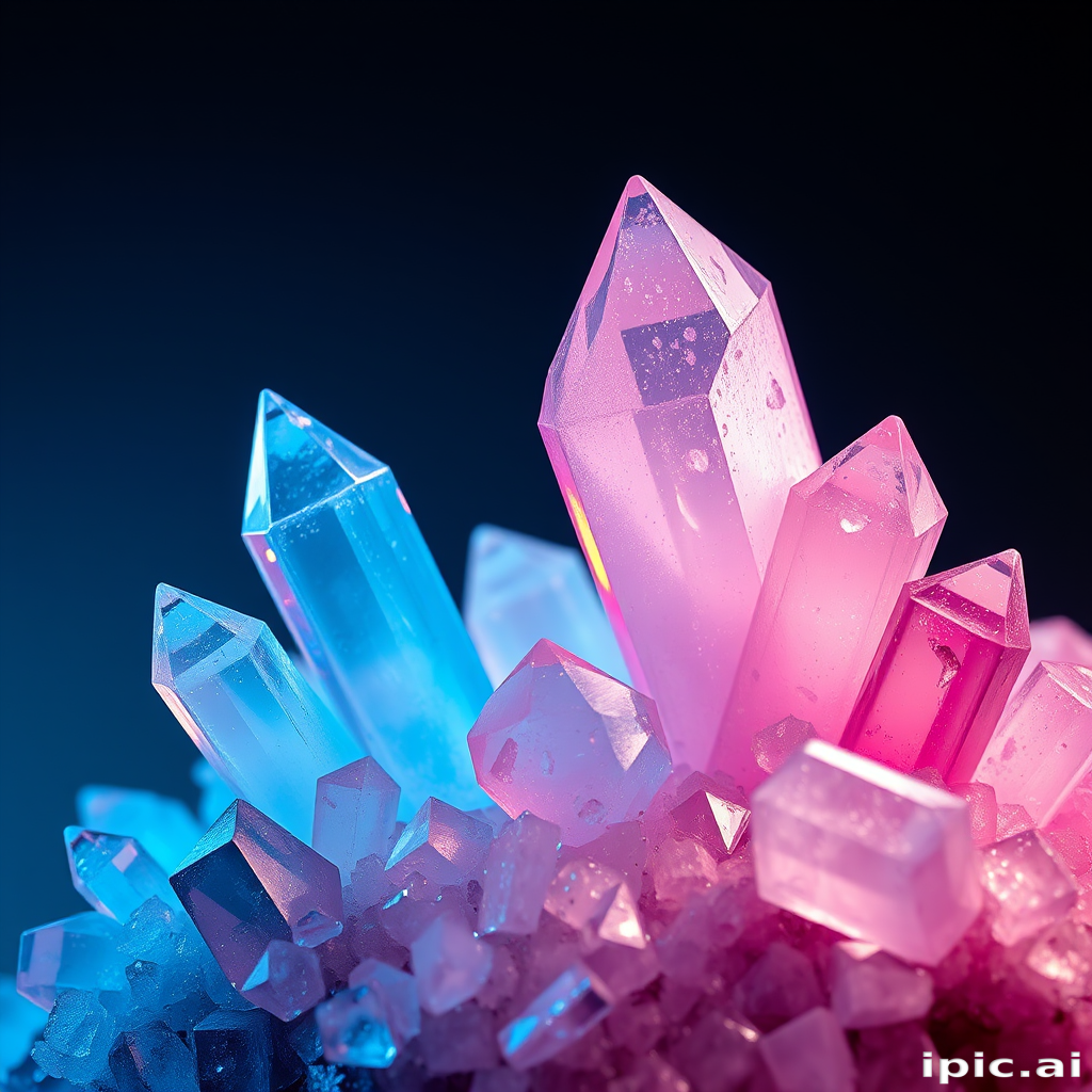 Stunning Close-Up of Vibrant Pink and Blue Crystals Glimmering Brightly