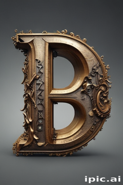 Intricately Designed Golden Letter B Adorned with Decorative Elements