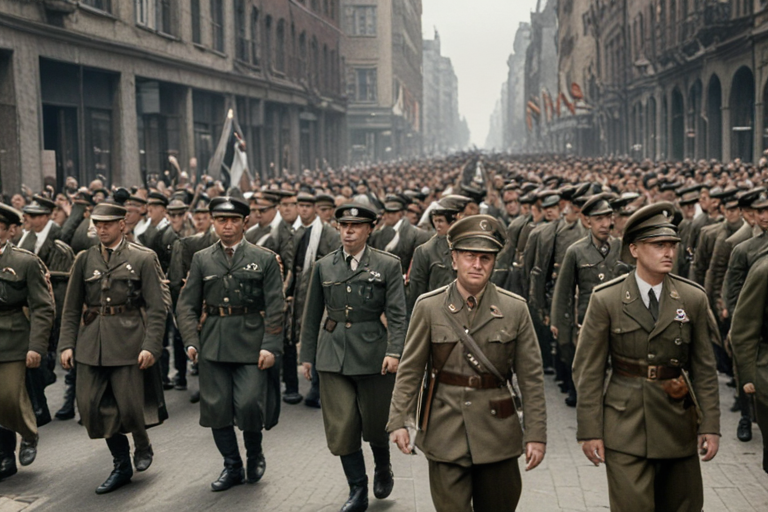 Nazi military march, in color, realistic
