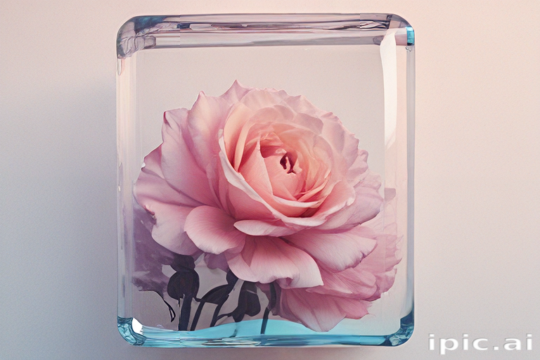 Delicate Pink Rose Encased in Crystal Clear Resin for Timeless Beauty