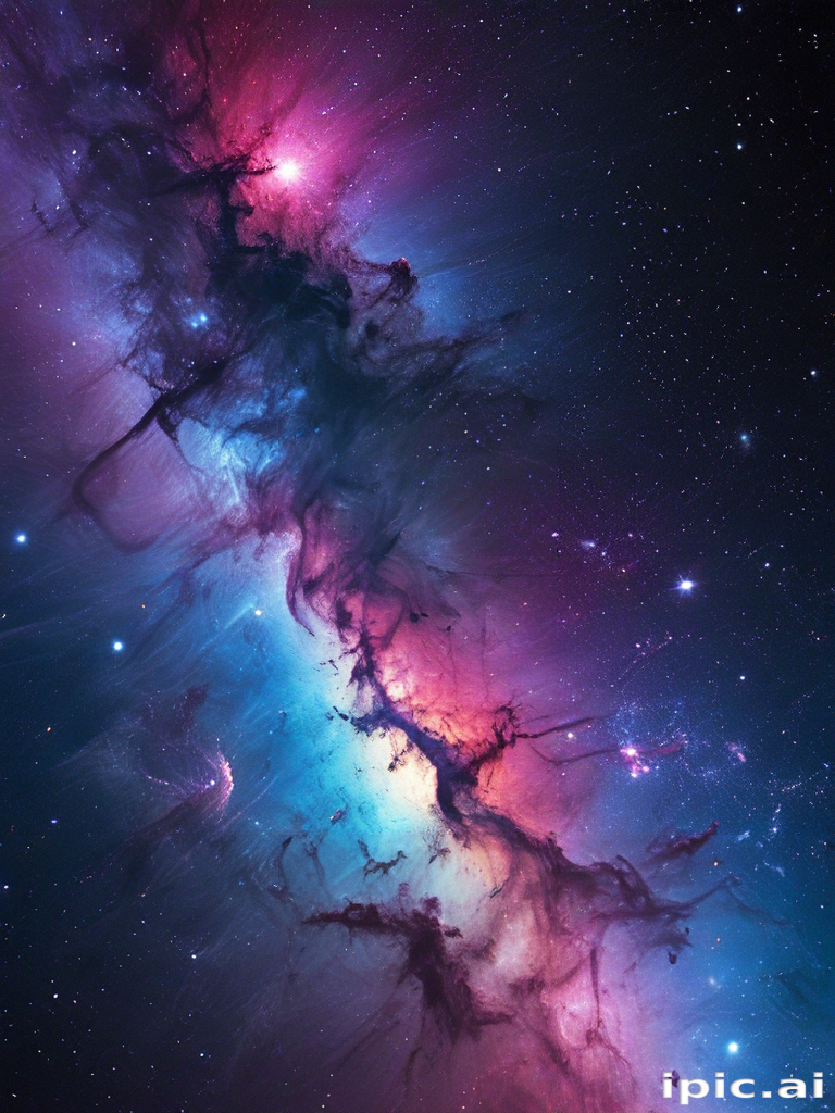 Vibrant Cosmic Nebula Displaying a Spectacular Array of Colors and Stars