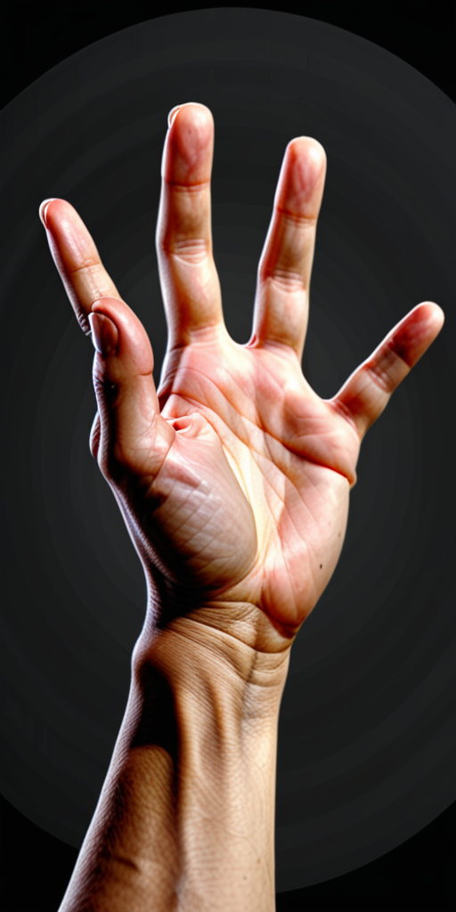 An Artistic Representation of an Open Hand Against a Dark Background