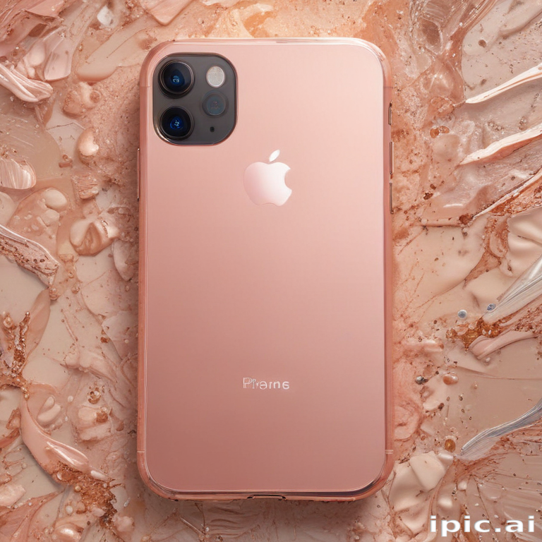 Elegant Rose Gold iPhone 11 Surrounded by Shimmering Liquid Textures ...
