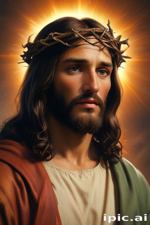 Radiant Portrait of a Reverent Figure Surrounded by Divine Light