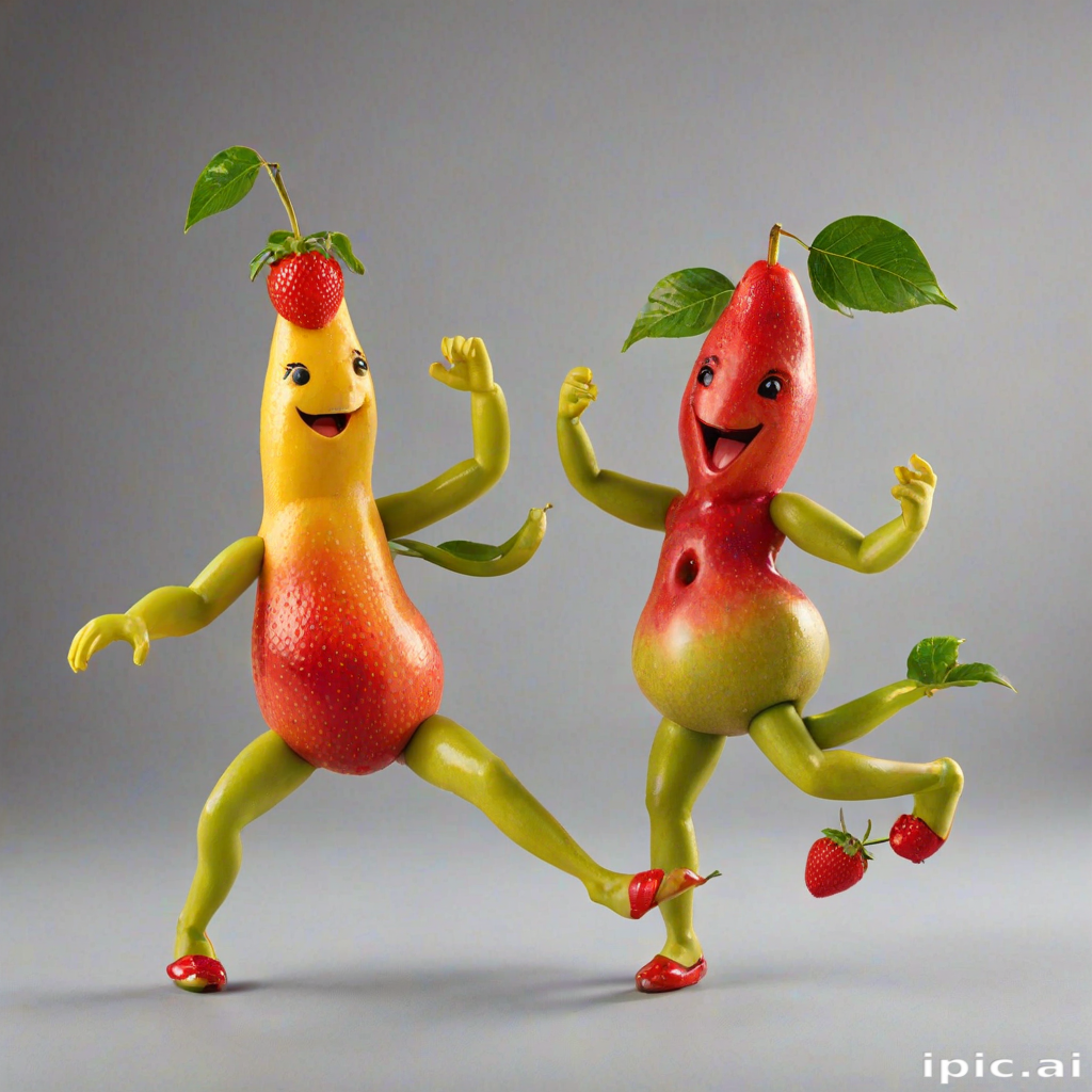 Cheerful Dancing Fruit Characters Celebrating Friendship in a Colorful ...