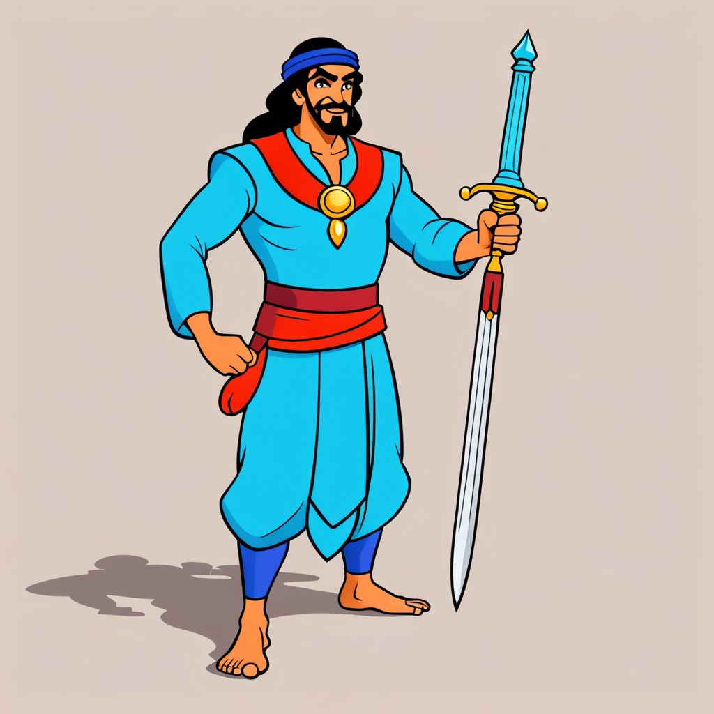 The guard of the Sultan of Agrabah from the cartoon Aladdin walks with ...