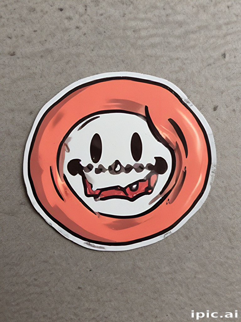 Colorful Cartoon Skull Sticker with Playful Expression and Vibrant ...