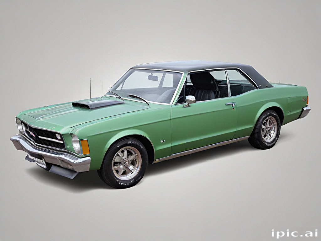 Classic Green Muscle Car with Black Roof and Stylish Design Features
