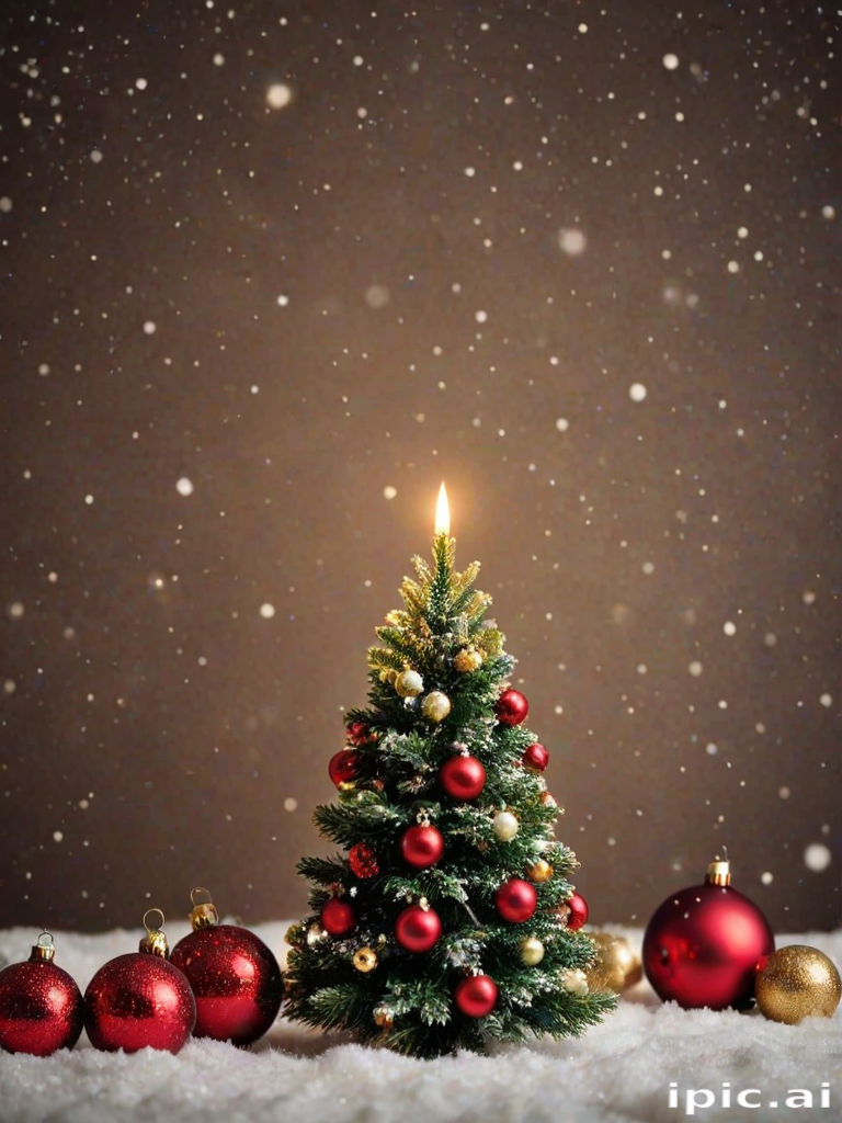 Festively Decorated Christmas Tree Surrounded by Ornaments and Snowy ...