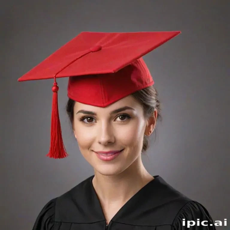 Celebrating Academic Achievement: A Young Graduate in a Red Cap and Gown.