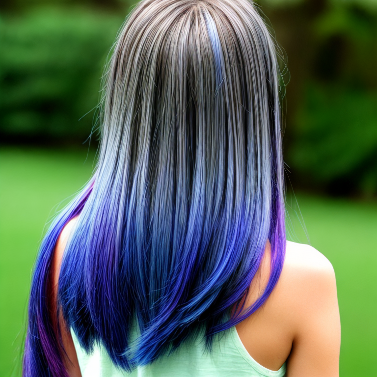 long blue hair with purple tips