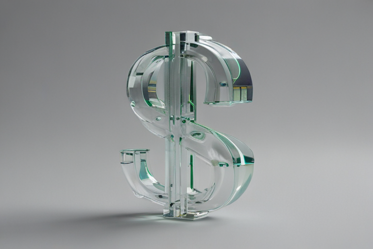 A Stylish and Modern Glass Dollar Sign Symbolizing Wealth and Prosperity.