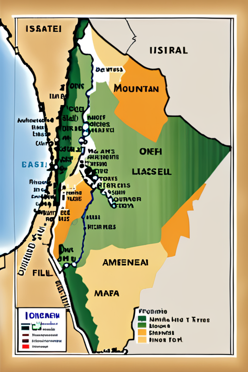 Create an illustrative map of the mountainous region of Israel ...