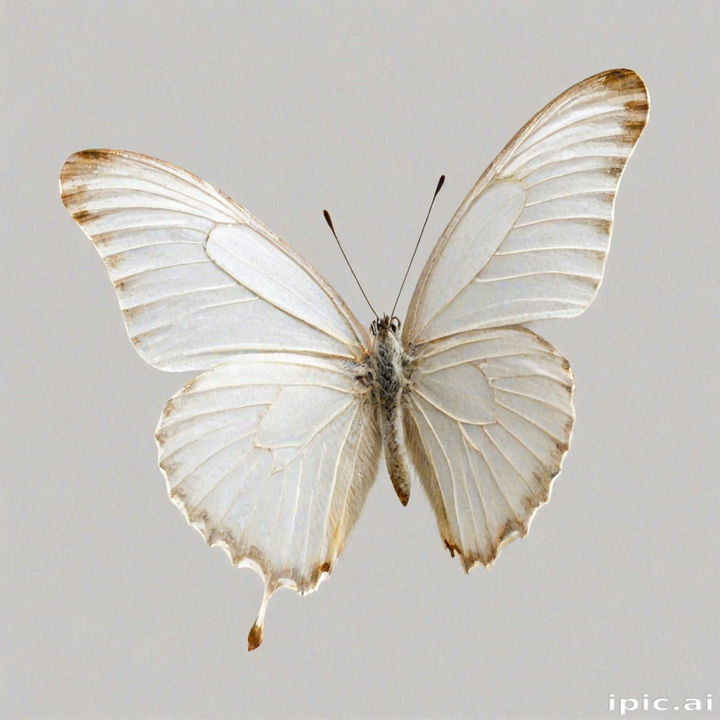 Delicate White Butterfly Displaying Graceful Wings Against a Soft ...