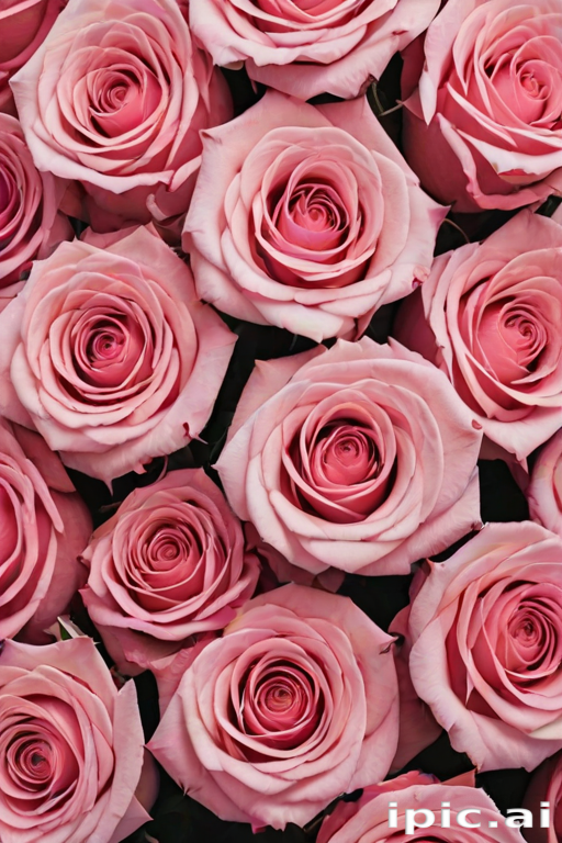 A Beautiful Arrangement of Delicate Pink Roses in Full Bloom.