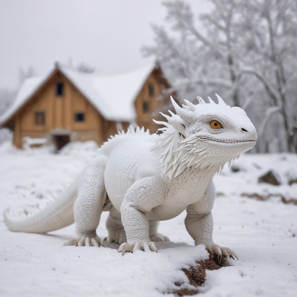 Dragona tierna en la nieve
