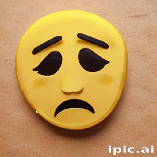 Sad Yellow Emoji with Downturned Eyes and Frown on a Surface