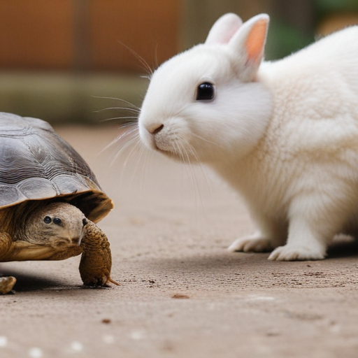a rabbit and a turtle racing against each other