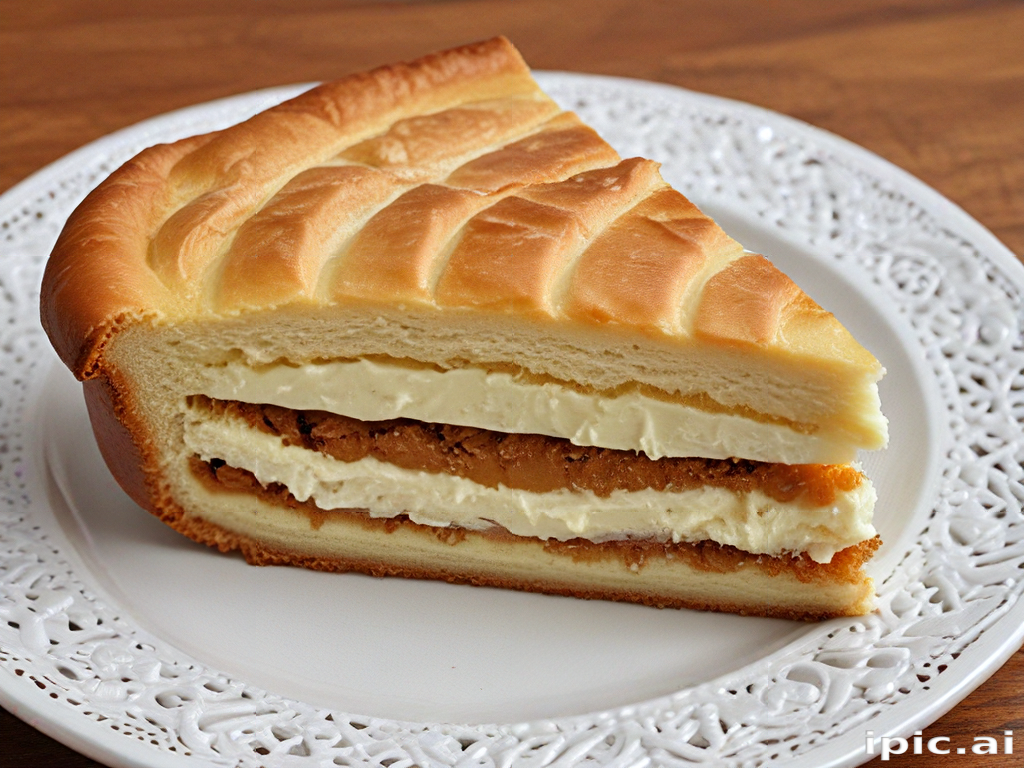 Deliciously Layered Cake Slice Featuring Creamy Filling and Sweet Toppings.