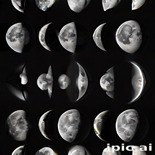 Abstract Composition of Lunar Phases Featuring Ethereal Human Faces and ...