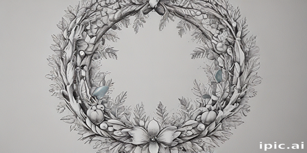 Intricate Floral Wreath Design Featuring Nature's Bounty and Elegant ...