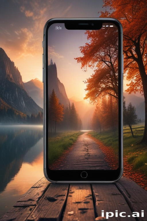 Stunning Autumn Landscape Reflected on Smartphone Screen Against Scenic ...