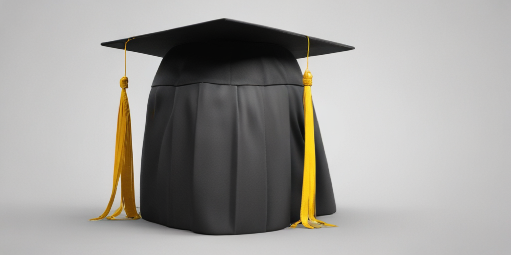 Traditional Graduation Cap and Gown Set Against a Minimalist Background