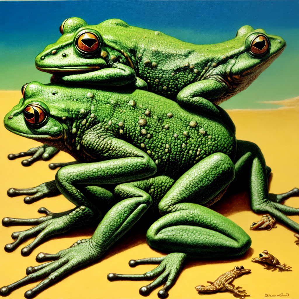 oil painting of a frogs plague in ancient Egypt