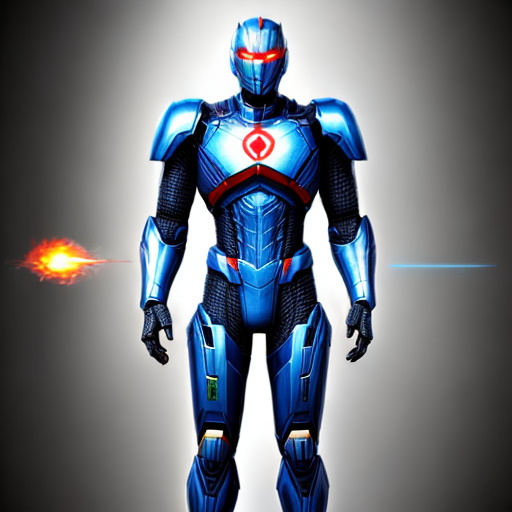 A full body high-tech suit of armor, with someone in it, with all the ...