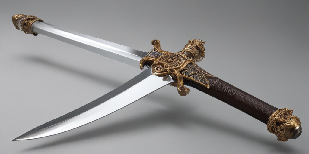 Exquisite Decorative Sword with Intricate Golden Hilt and Curved Blade ...