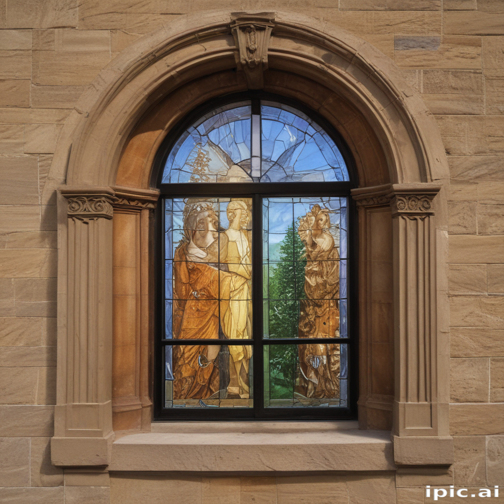 Beautiful Stained Glass Window Depicting Classical Figures Surrounded ...